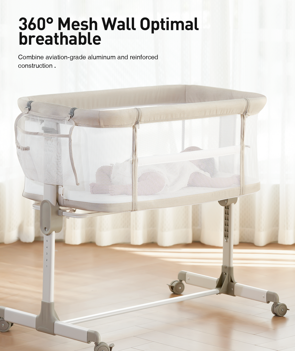 Fodoss Baby Bassinets Bedside Sleeper - All Mesh Bedside Bassinet with ...